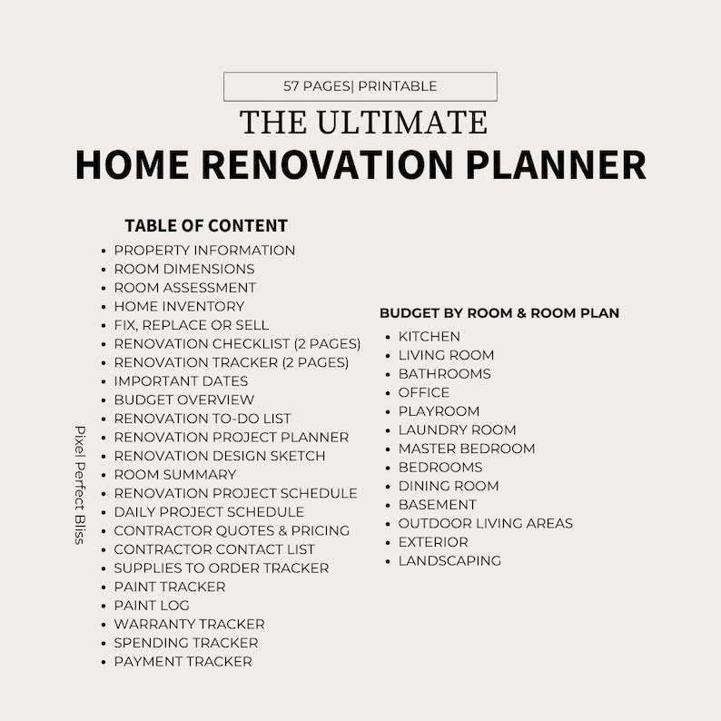 The Ultimate Home Renovation Planner, Home Improvement Budget, House ...