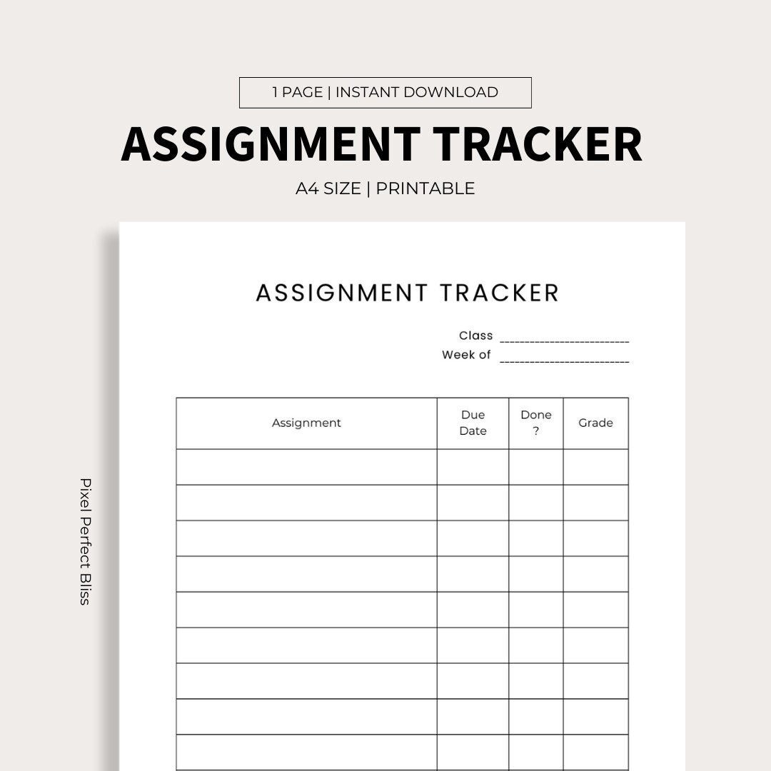 Assignment Tracker Printable, Homework Tracker Sheet, Student Planner ...