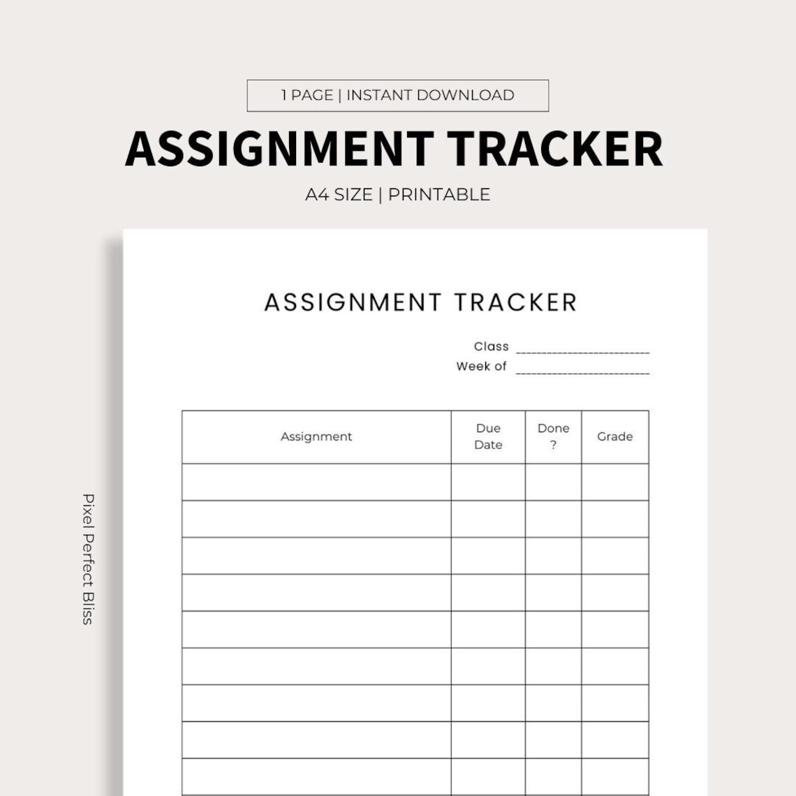 Assignment Tracker Printable, Homework Tracker Sheet, Student Planner ...