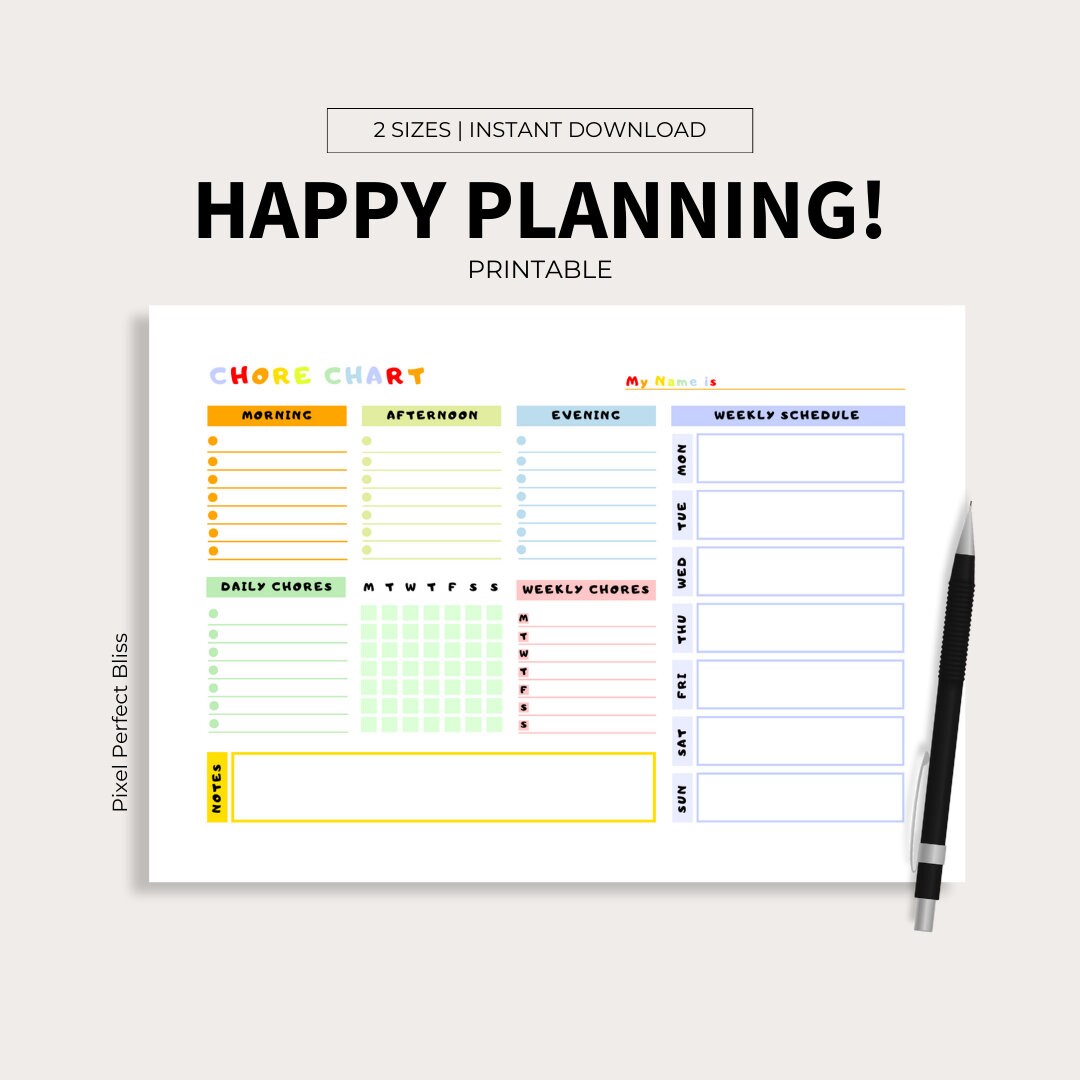 Child Chore Chart, Household Chores Template, House Responsibilities ...