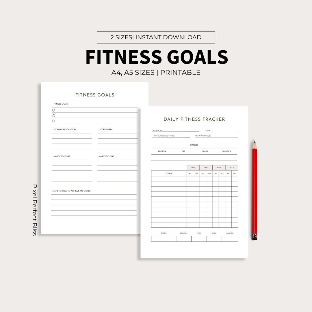 Fitness Planner Printable, Daily Exercise Log, Workout Routine, Minimal ...