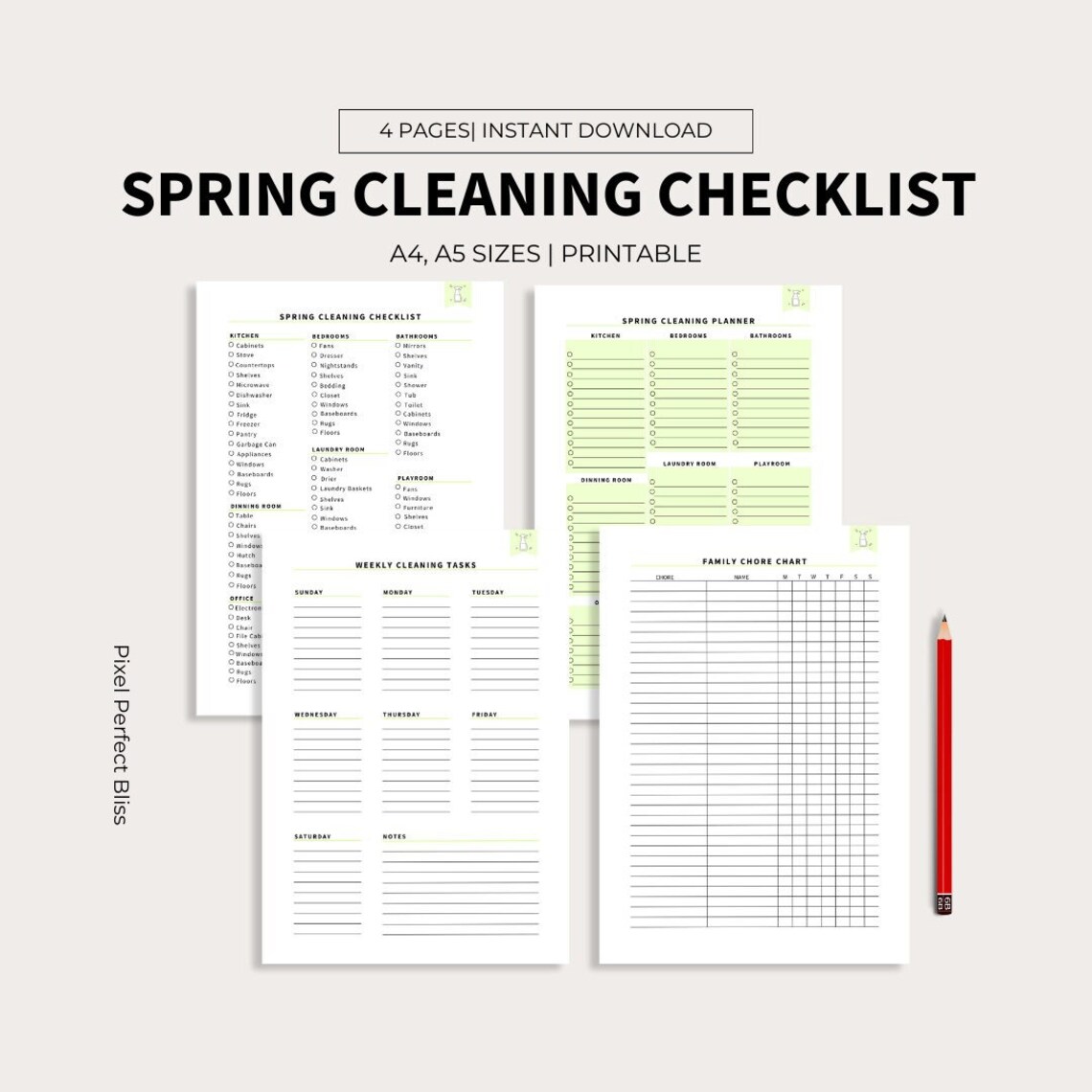 Spring Cleaning Checklist, Annual Cleaning List, House Cleaning ...