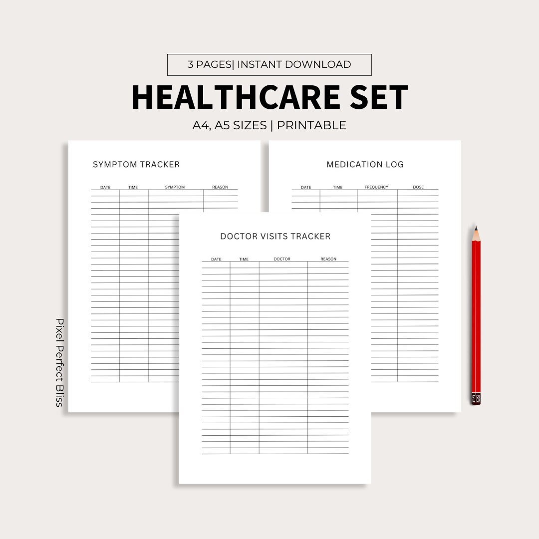Healthcare Set With Symptom Tracker, Doctor Visits Tracker and ...