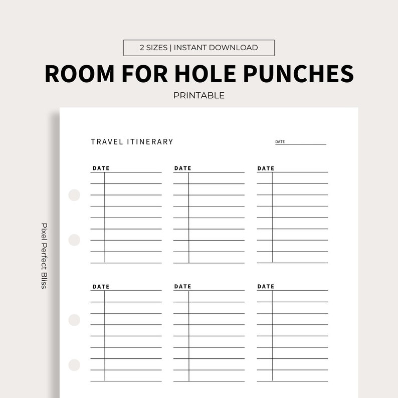 Simple Travel Itinerary Printable, Travel Planner Template, Vacation ...