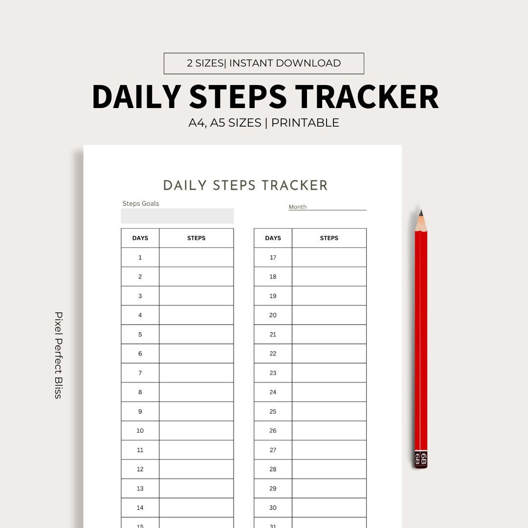 Daily Steps Tracker, Walk Log Printable, Daily Exercise Planner ...