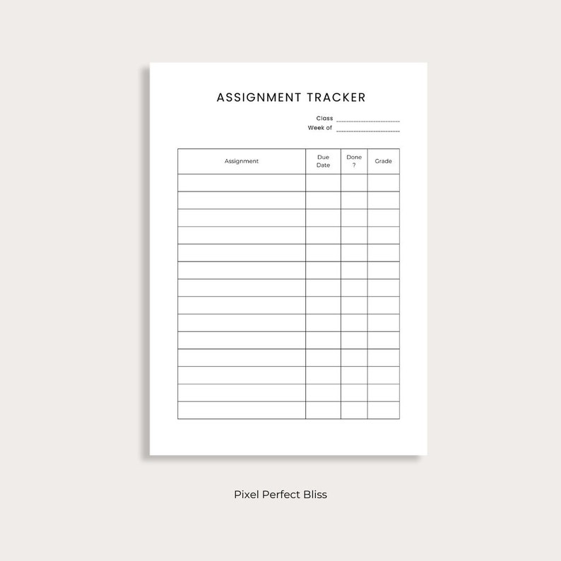 Assignment Planner Printable, Assignment Tracker Sheet, Student Planner ...
