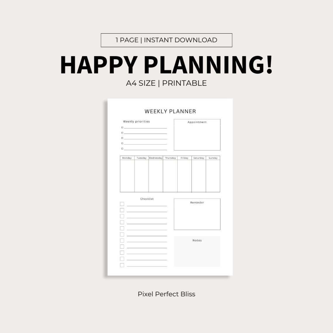 Weekly Planner Sheet Printable, Every Week Intuitive Plan, Practical ...