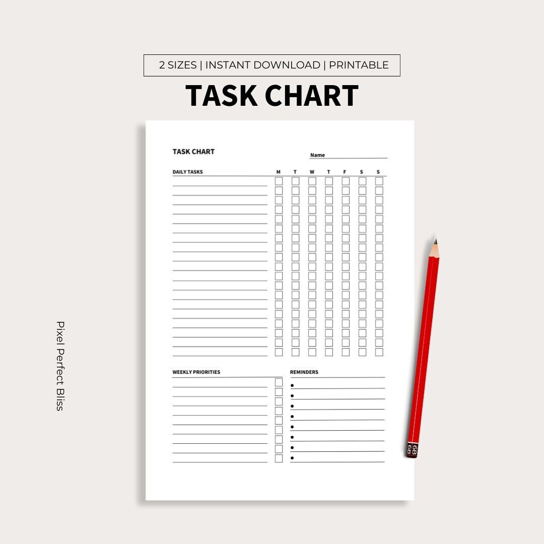 Task Chart for Kids and Adults, Household Chores, House ...