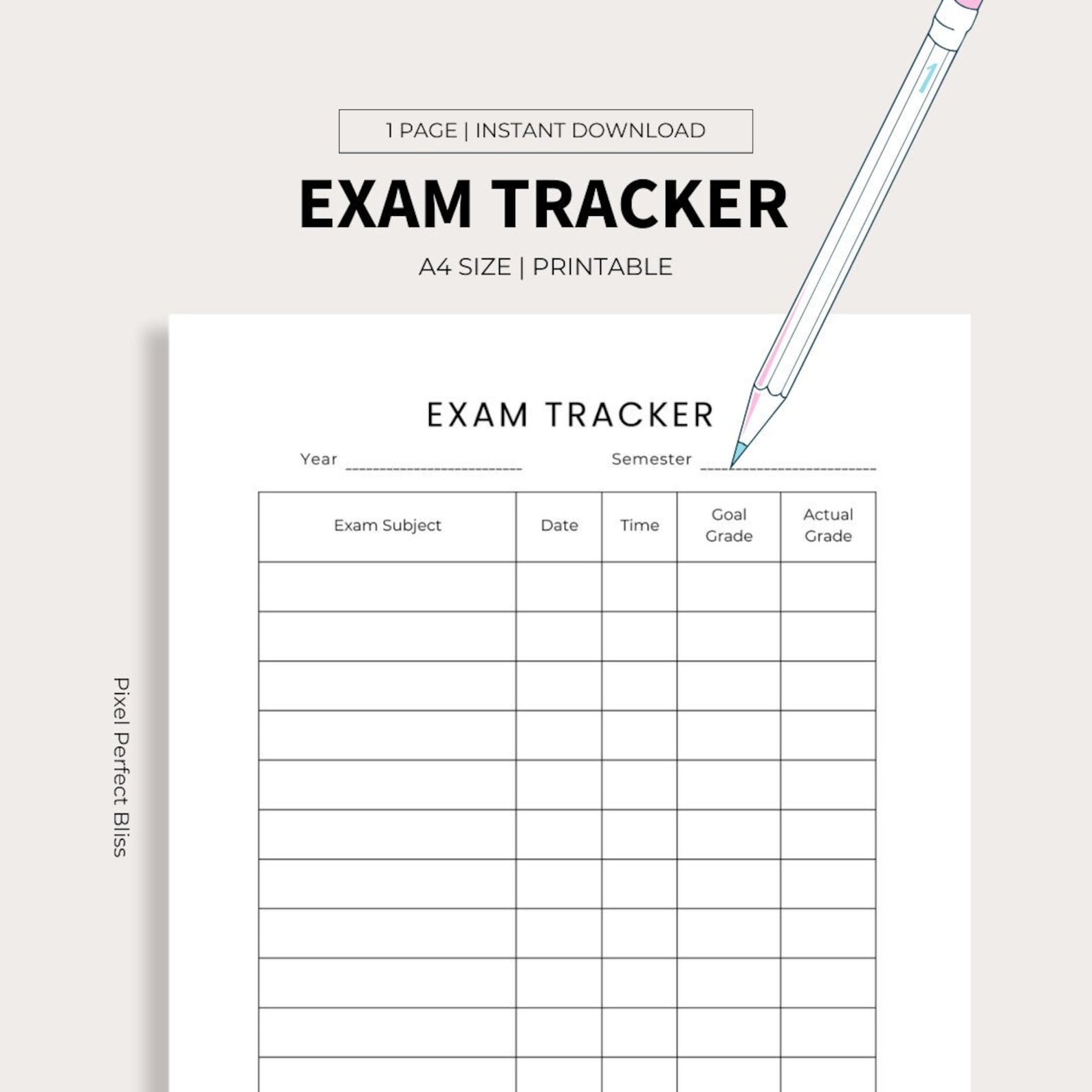 Exam Tracker Printable, Exam Performance Log, Student Planner, Study ...