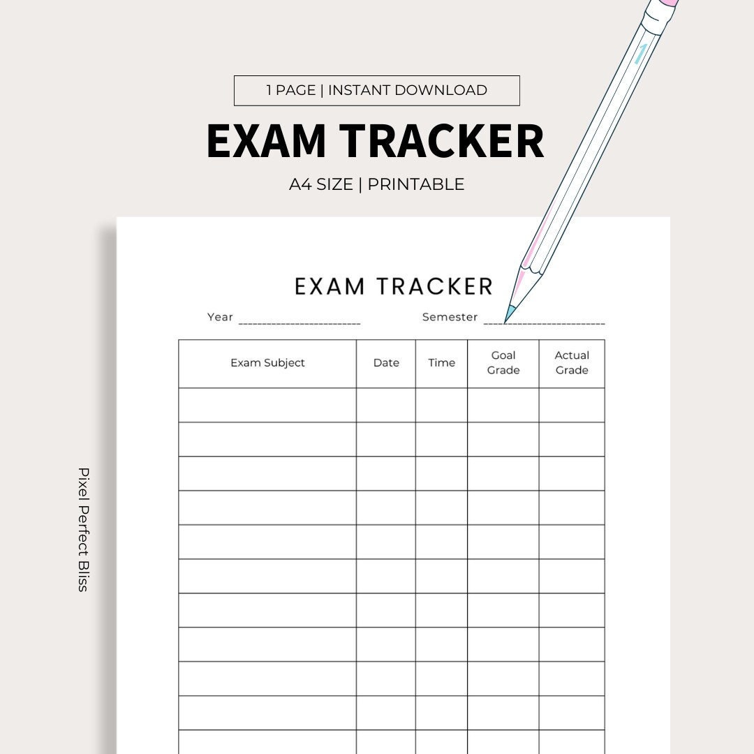 Exam Tracker Printable, Exam Performance Log, Student Planner, Study ...
