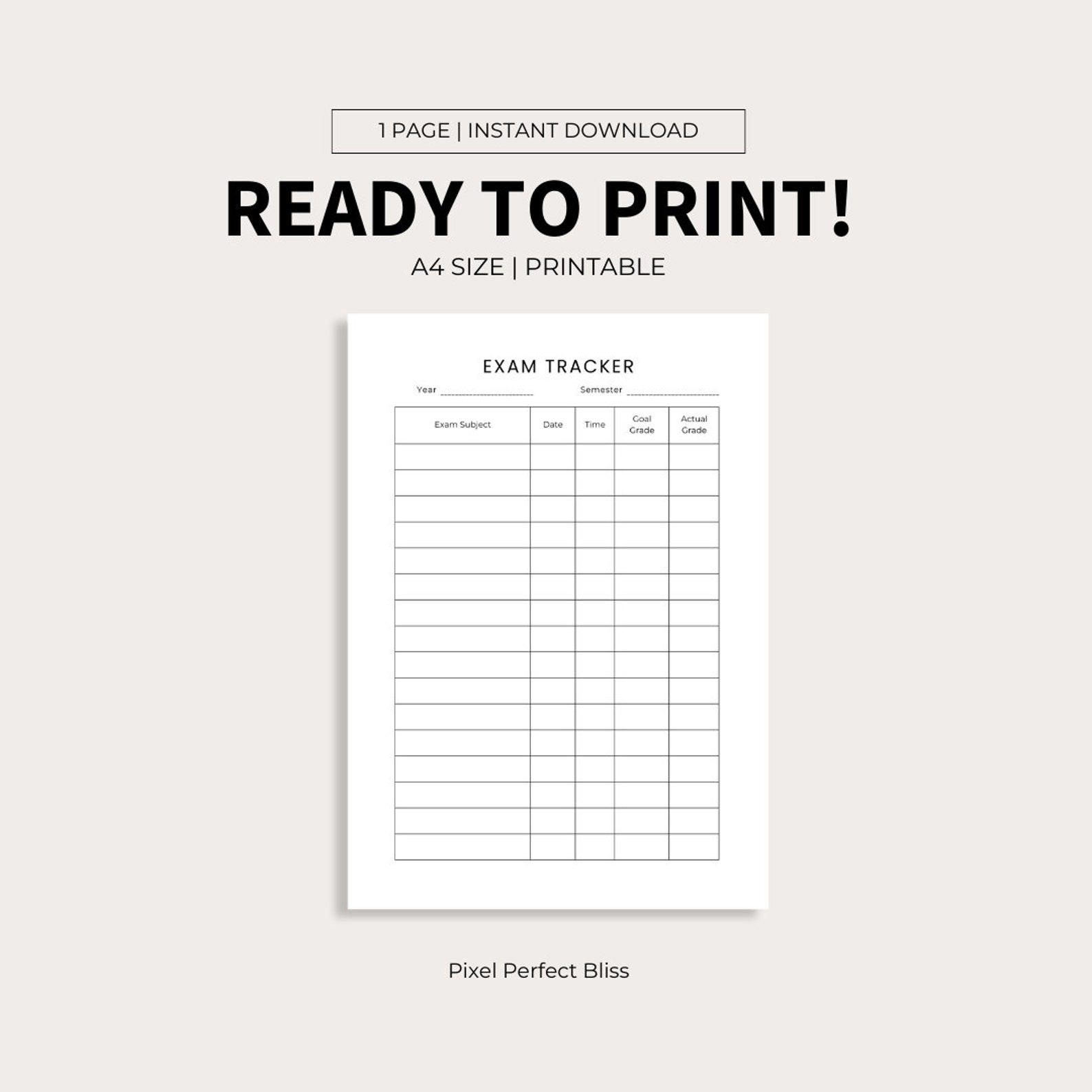 Exam Tracker Printable, Exam Performance Log, Student Planner, Study ...