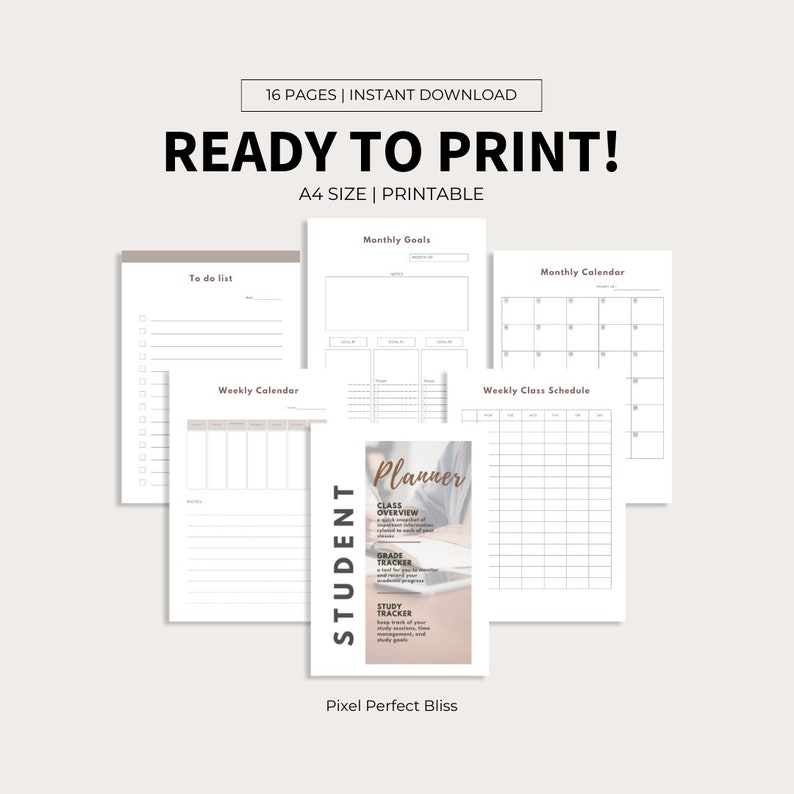 Student Planner Printable Study Binder School Organizer - Etsy