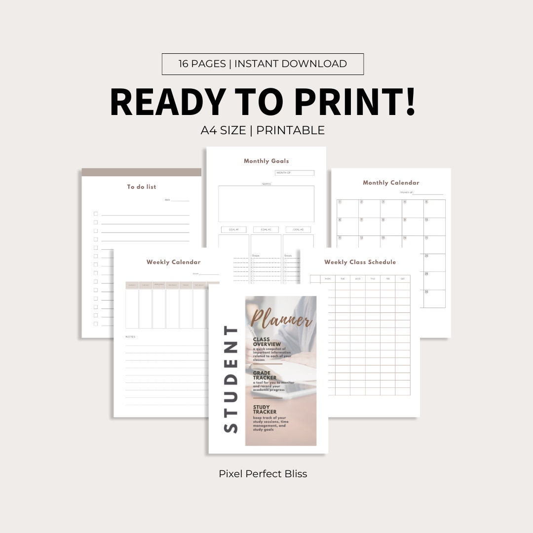 Student Planner Printable Study Binder School Organizer - Etsy