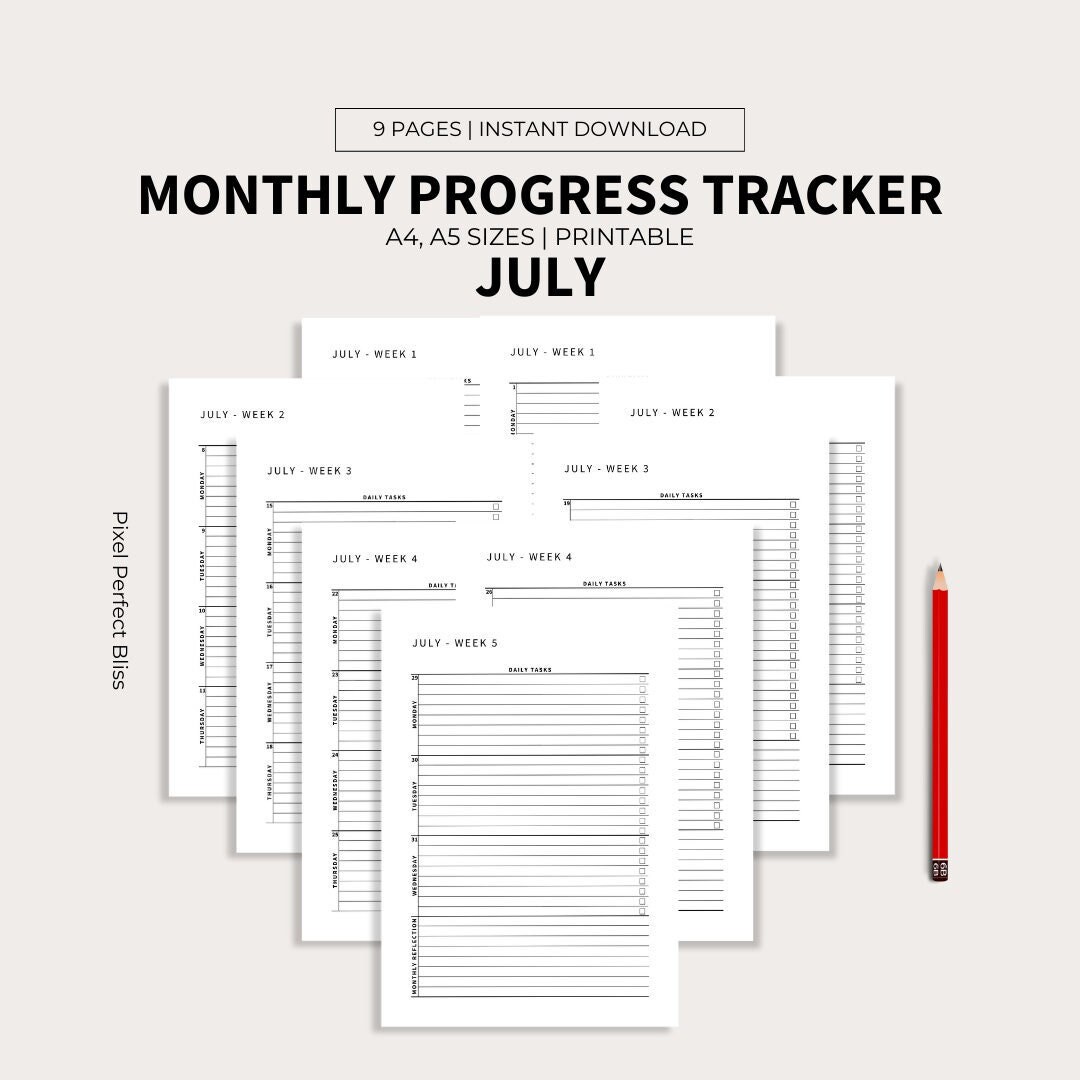 Monthly Task and Progress Tracker, July 2024 Progress Tracker Dated ...