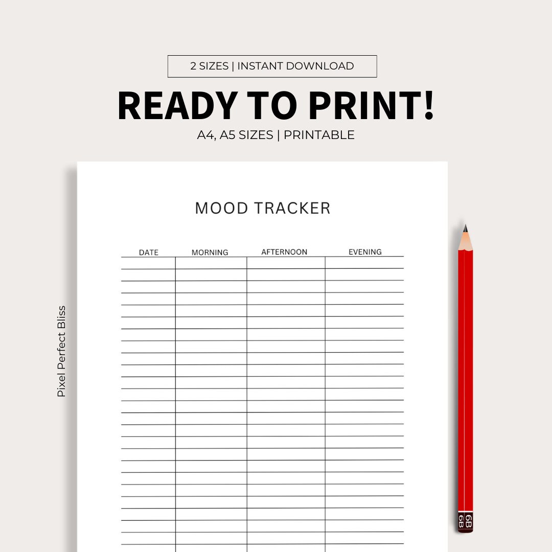Mood Tracker, Emotional Tracker, Wellness and Self-care, A4/A5 PDF ...