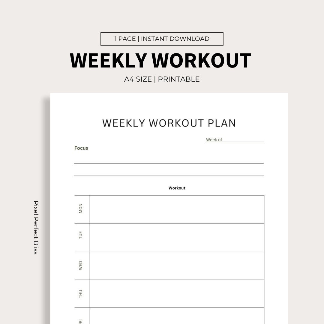 Weekly Workout Plan Printable, Every Week Exercise Log, Practical 7 ...