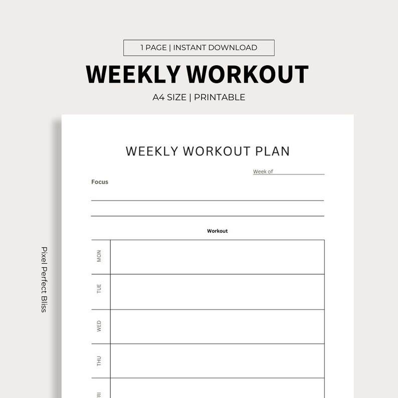 Weekly Workout Plan Printable, Every Week Exercise Log, Practical 7 ...