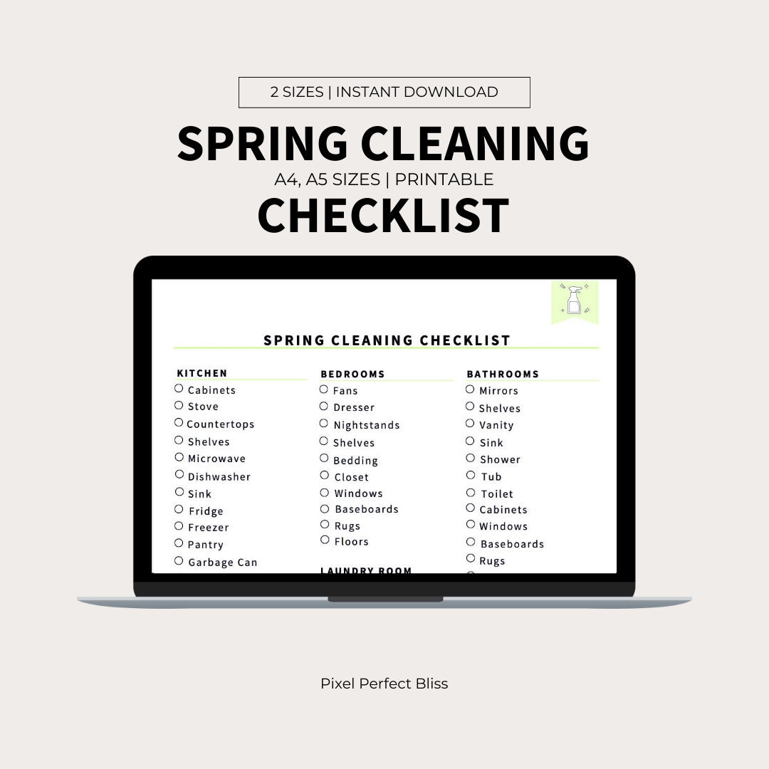 Spring Cleaning Checklist, Annual Cleaning List, House Cleaning ...