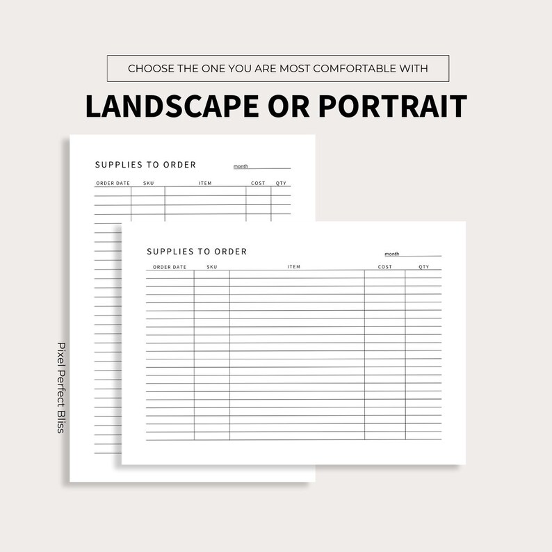 Supplies to Order Tracker, Supplies Management Form, Small Business ...