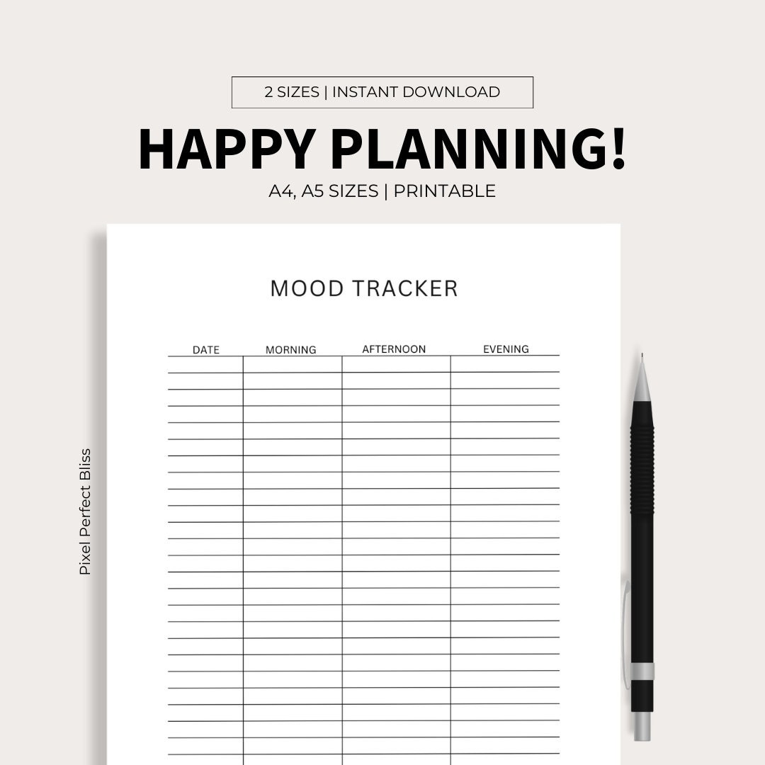 Mood Tracker, Emotional Tracker, Wellness and Self-care, A4/A5 PDF ...