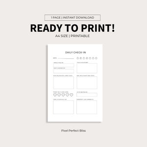 Daily Check-in Journal Page Printable, Everyday Easy-to-use Journaling ...