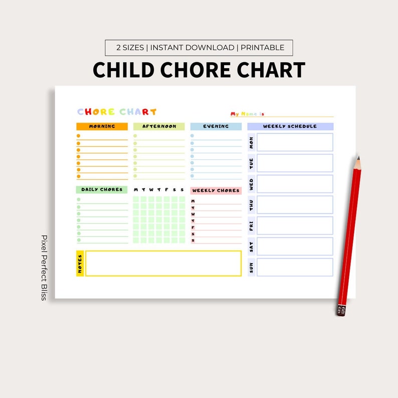 Child Chore Chart, Household Chores Template, House Responsibilities ...