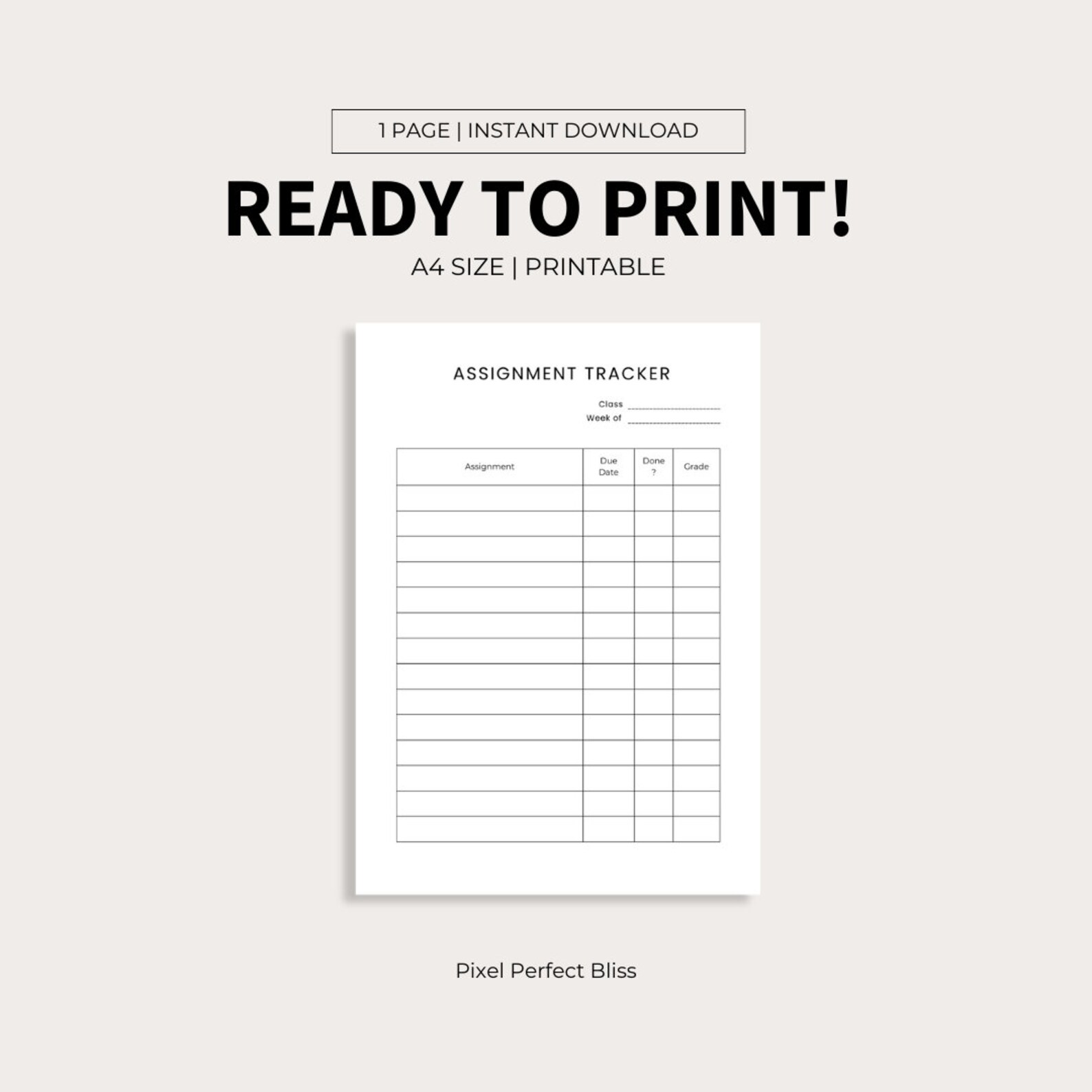 Assignment Tracker Printable, Homework Tracker Sheet, Student Planner ...