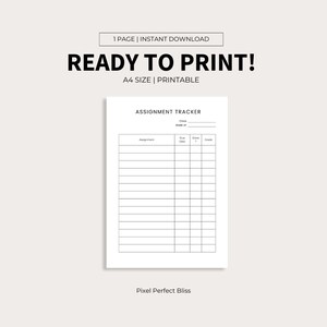 Assignment Tracker Printable, Homework Tracker Sheet, Student Planner ...