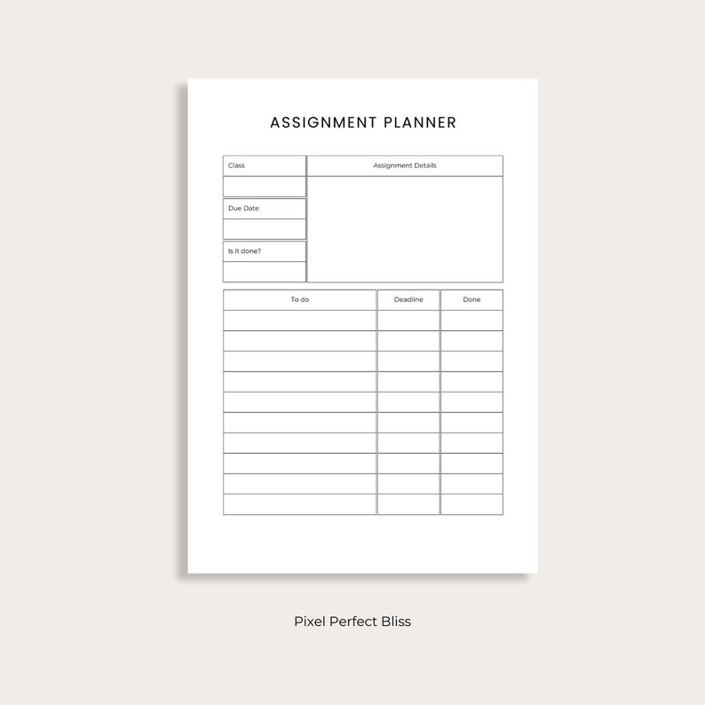 Assignment Planner Printable, Assignment Tracker Sheet, Student Planner ...