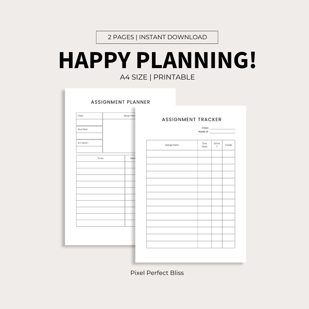 Assignment Planner Printable, Assignment Tracker Sheet, Student Planner ...