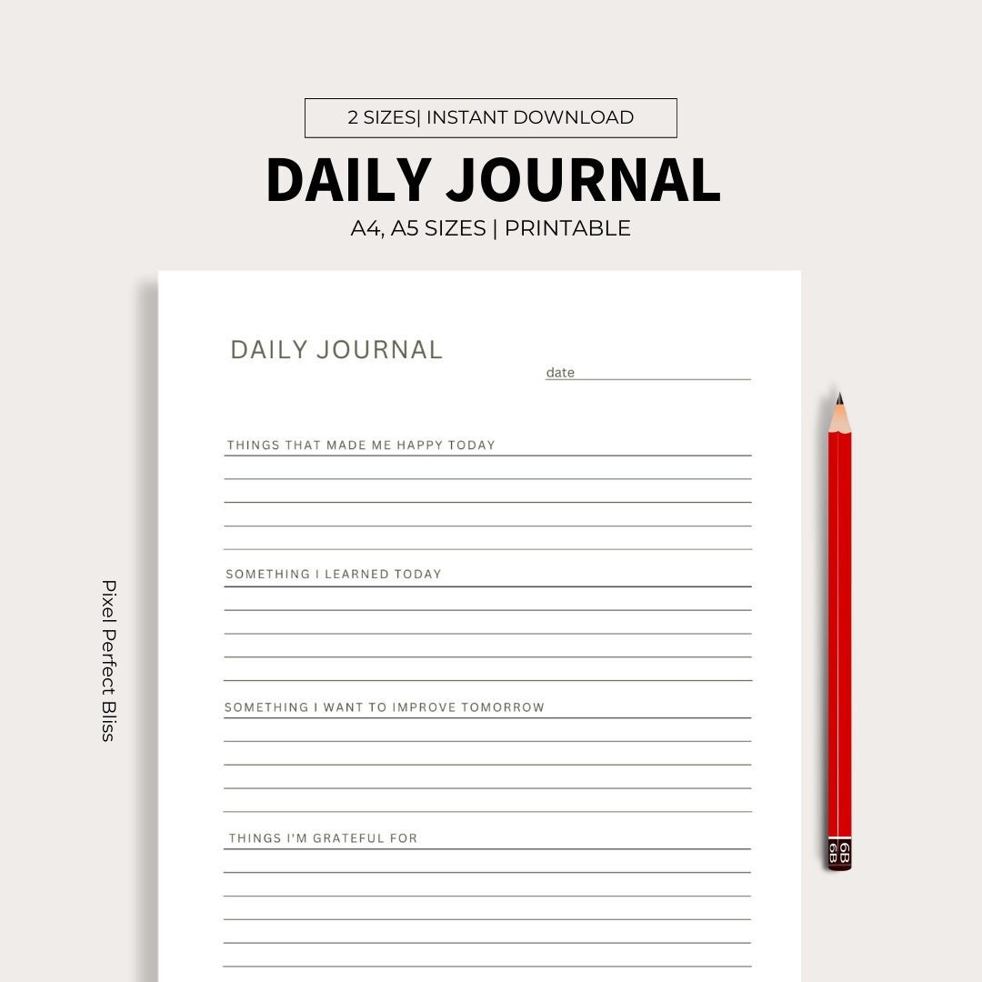 Daily Check-in Journal Page, Everyday Easy-to-use Journaling Page ...