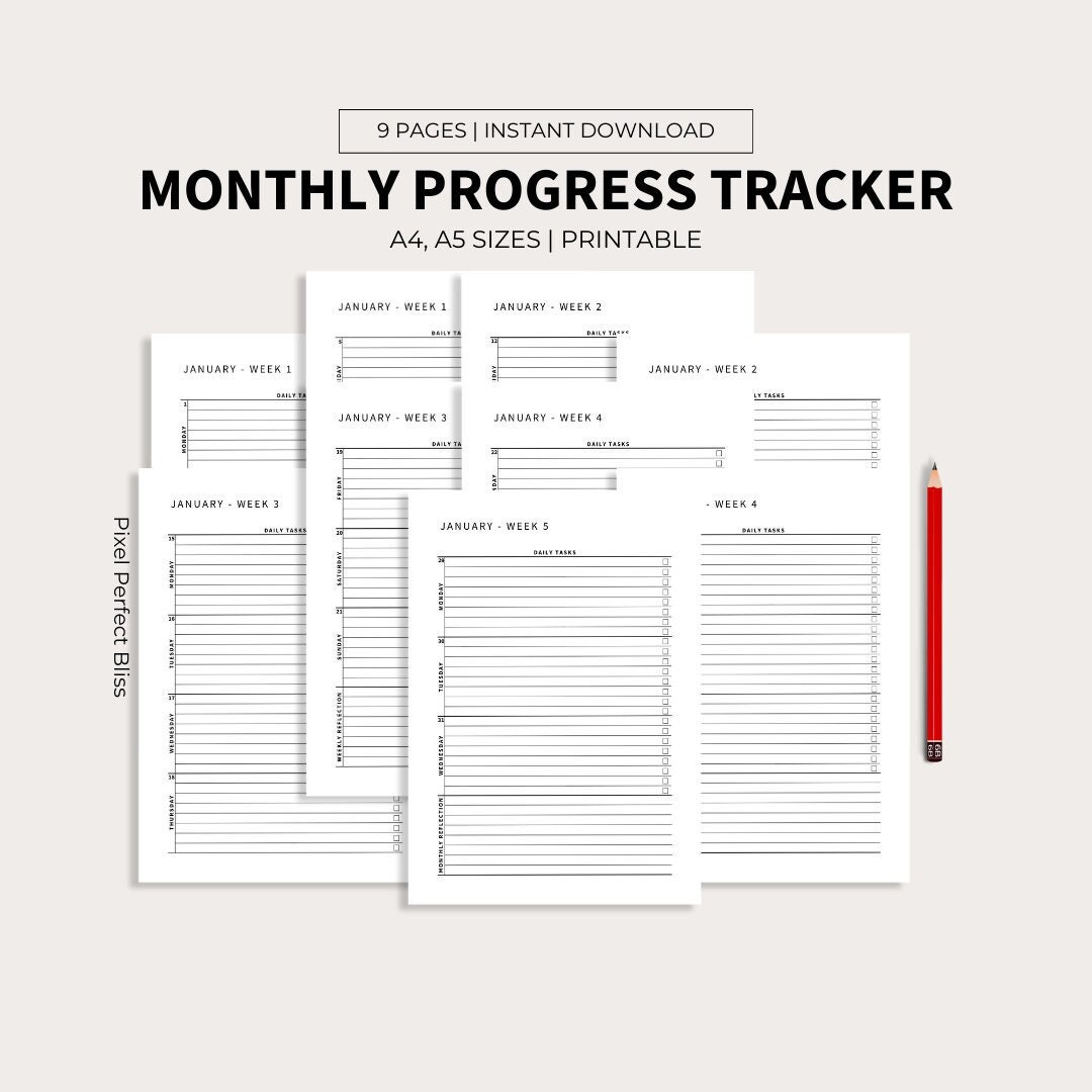 Monthly Task and Progress Tracker, January 2024 Progress Tracker Dated ...
