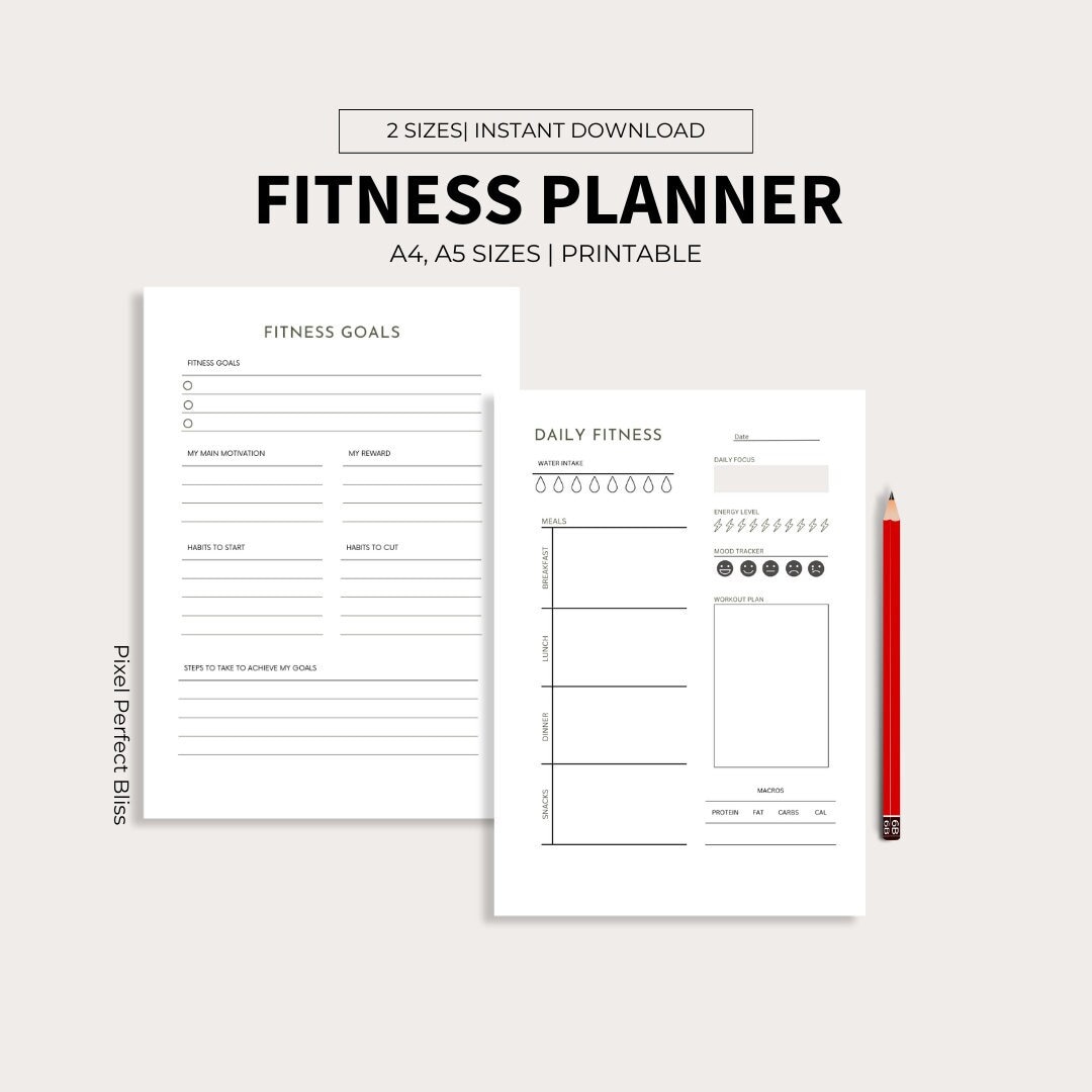 Fitness Plan Printable, Daily Exercise Log, Workout Routine, Minimal ...