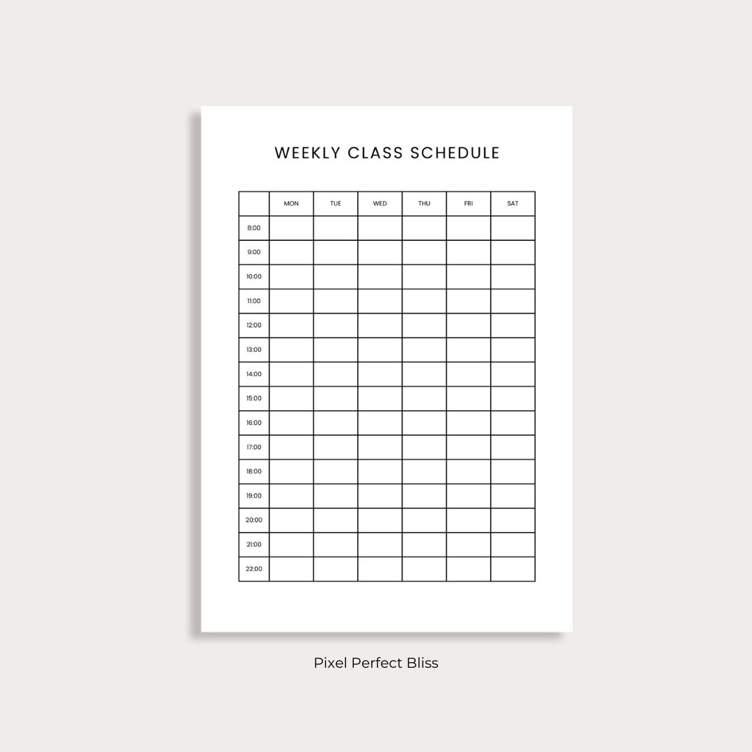 Weekly Class Schedule Printable, Class Overview Sheet, Student Planner ...