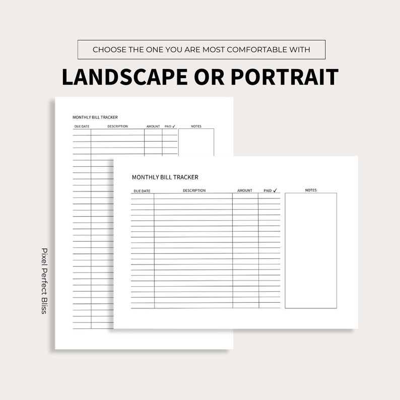 Monthly Bill Tracker Printable, Personal Finance Worksheet, Bill ...