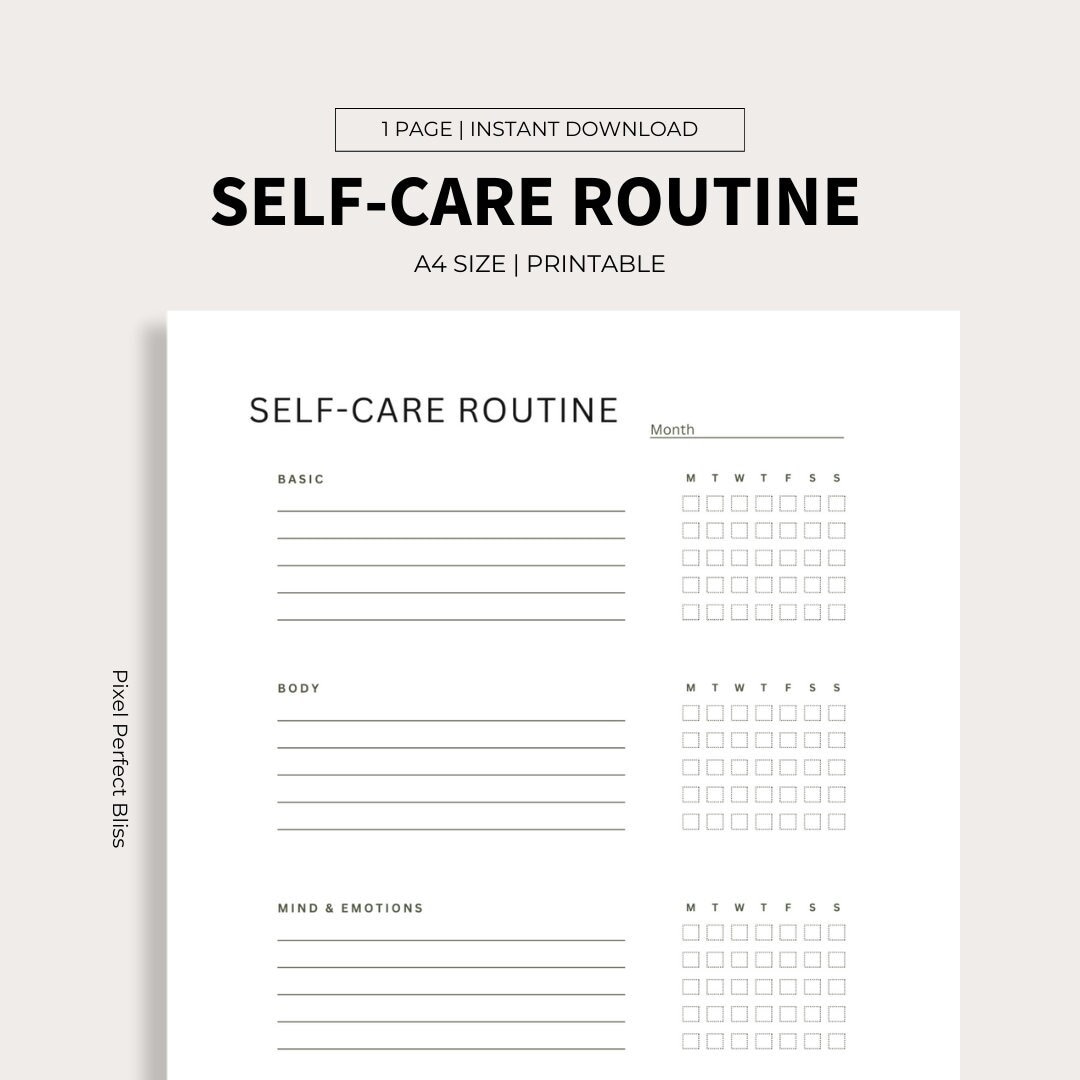 Self-care Routine Checklist, Daily Self-love Practice, Minimal Self ...