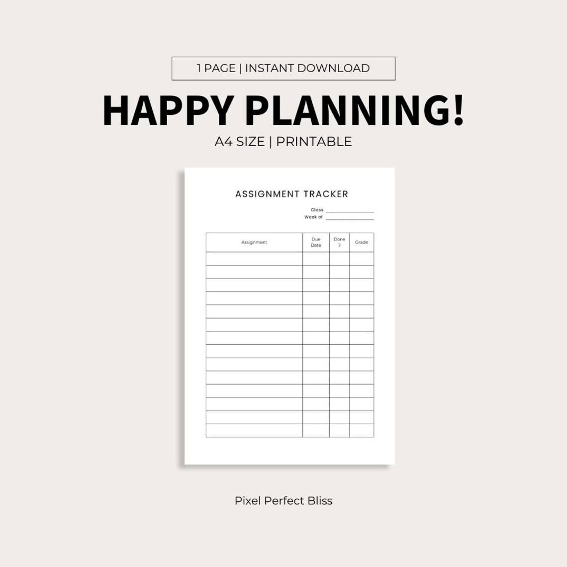 Assignment Tracker Printable, Homework Tracker Sheet, Student Planner ...
