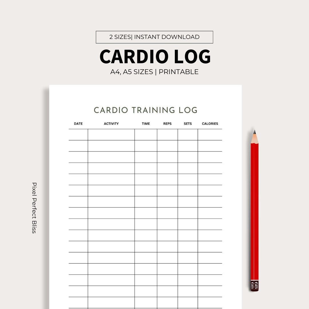 Cardio Training Log Printable, Daily Exercise Planner, Workout Routine ...