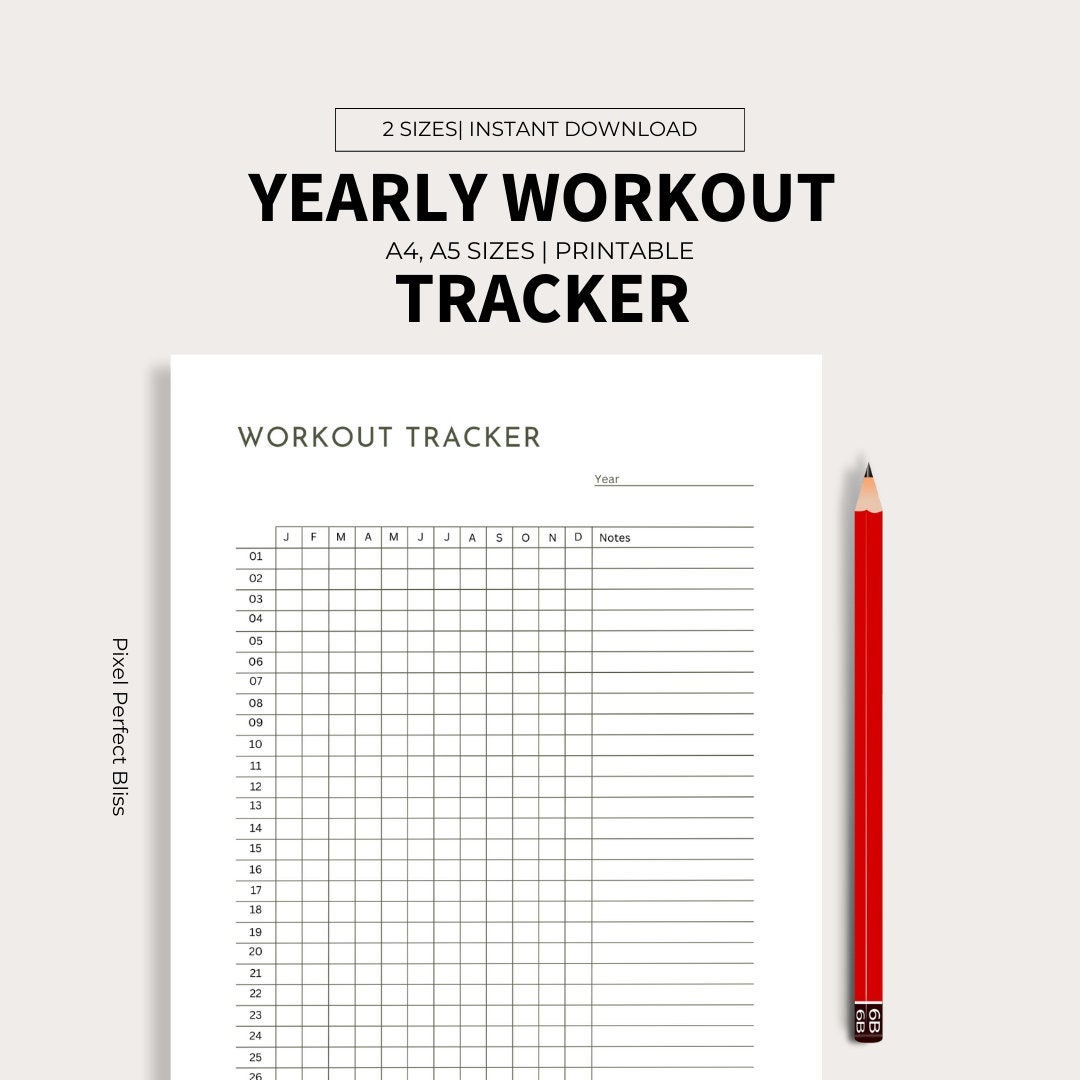 Yearly Workout Planner Printable, 12 Months Fitness Log, Practical ...