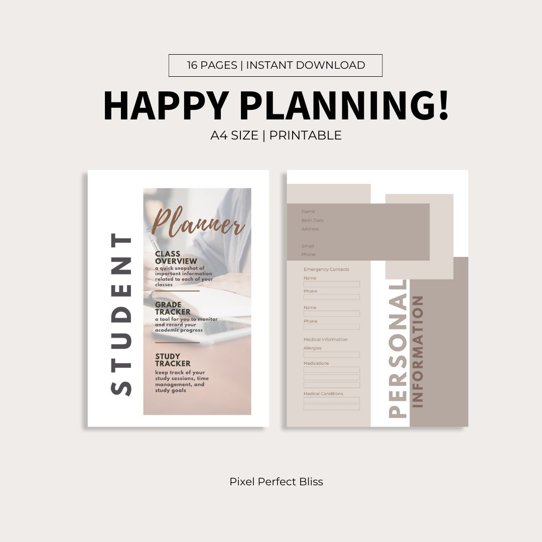 Student Planner Printable Study Binder School Organizer - Etsy