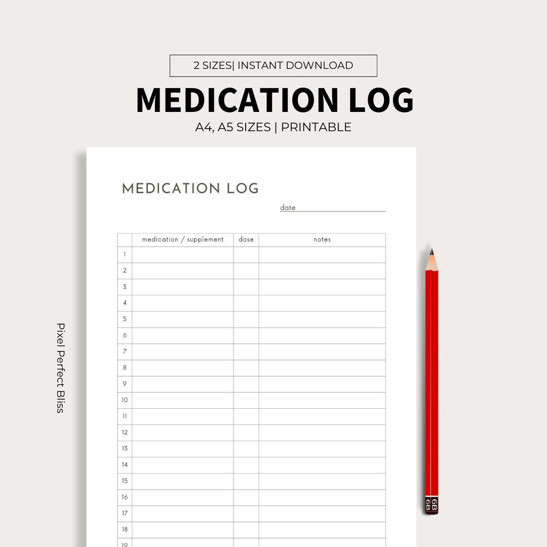 Medication Tracker Printable, Medical Info, Healthcare Log, Medication ...