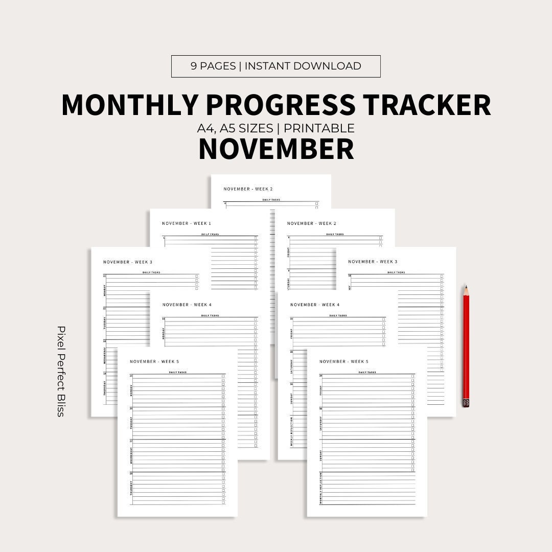 Monthly Task and Progress Tracker, November 2024 Progress Tracker Dated ...