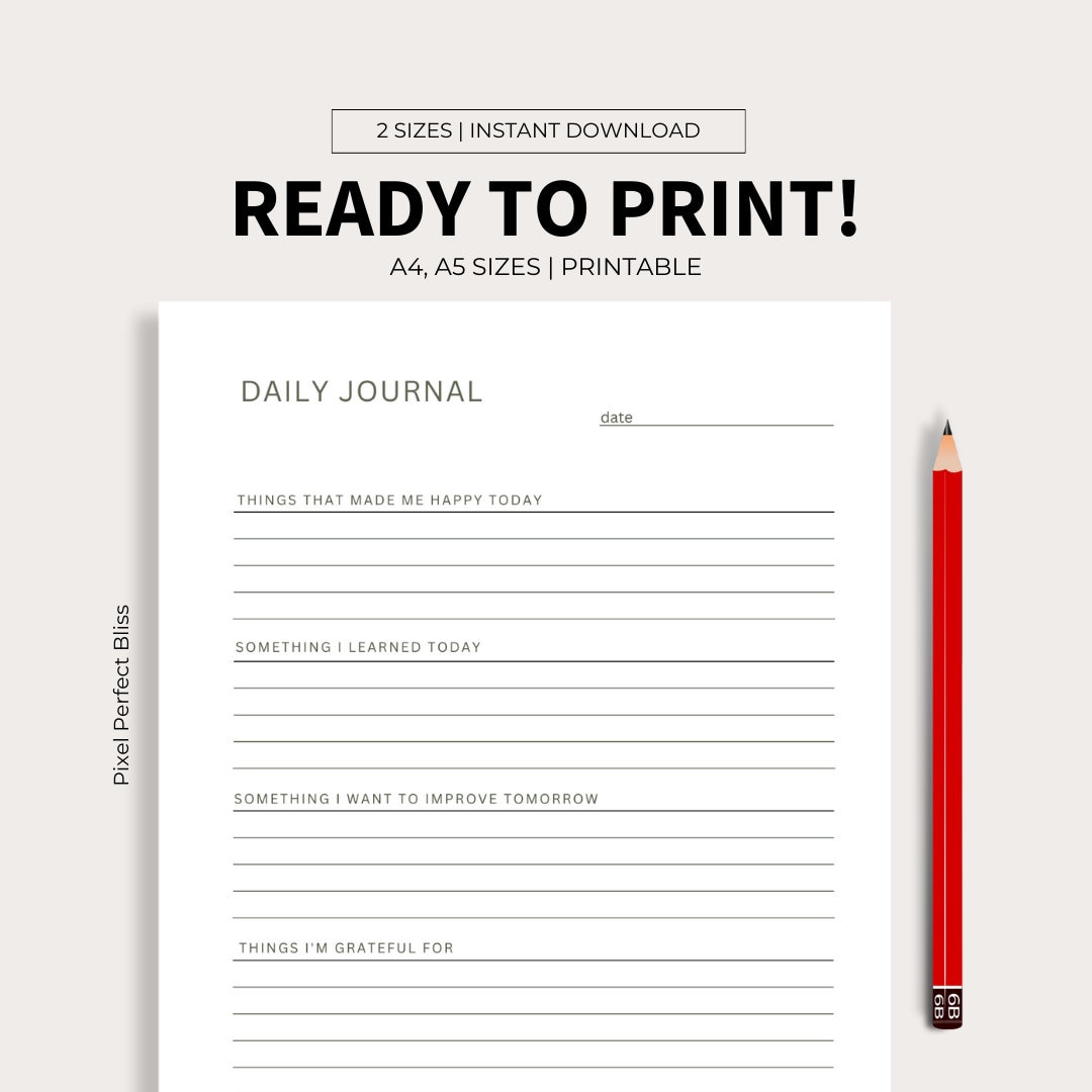 Daily Check-in Journal Page, Everyday Easy-to-use Journaling Page ...