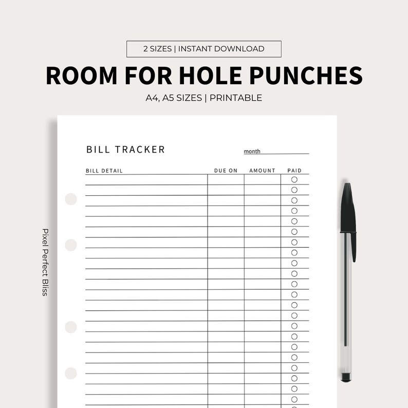 Bill Tracker Printable, Personal Finance Worksheet, Bill Payment ...