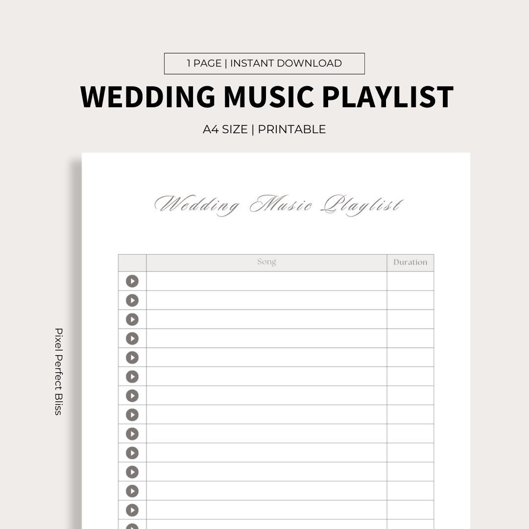 Wedding Music Playlist Printable, Wedding Song List, Marriage Ceremony ...