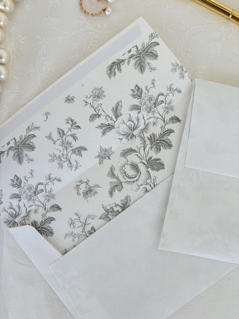 Vintage Floral Writing Paper Set: Elegant Love Letter Envelopes for ...