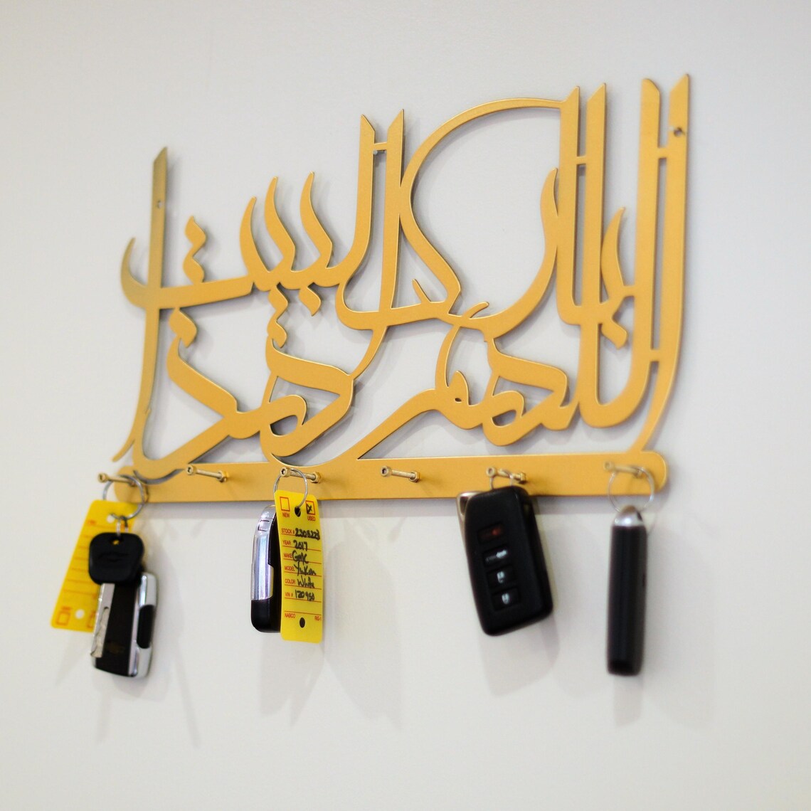 Allah Bless Our Home Metal Islamic Key Holder, Islamic Wall Decor ...