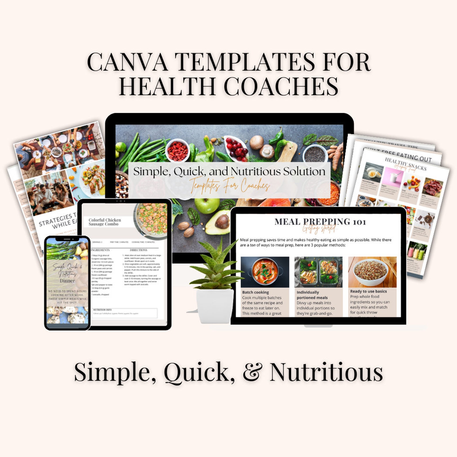 Canva Templates for Health Coaches: Customizable Recipe Pack, Meal Plan ...