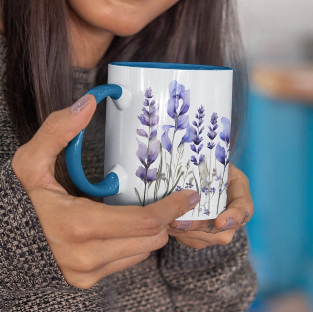 Mug With Pressed Flowers Mug With Large Handle Pastel Floral - Etsy