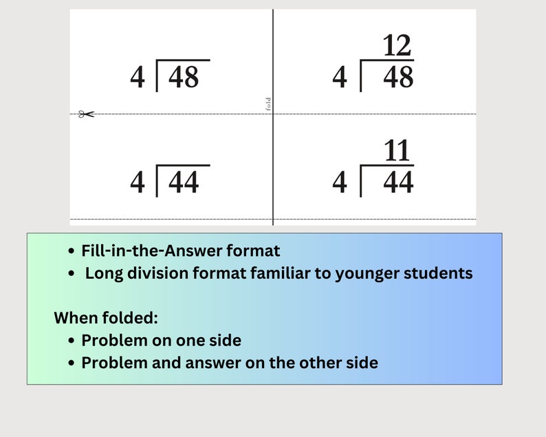 156 Division Flashcards Printable Instant Download Third - Etsy